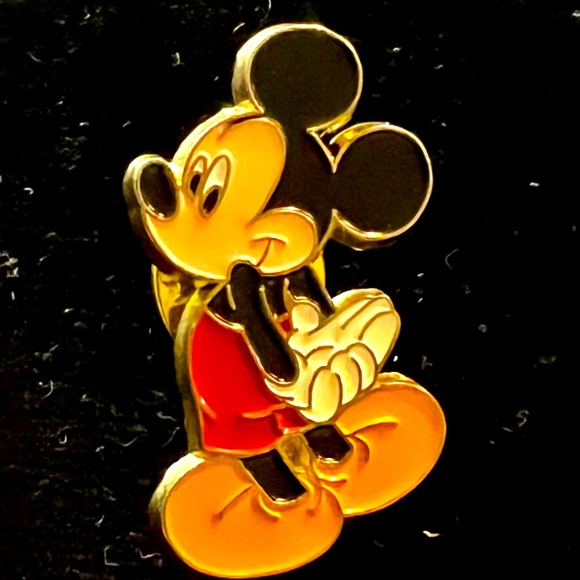 Accessories | Disney Mickey Mouse Gold And Red Pin | Poshmark